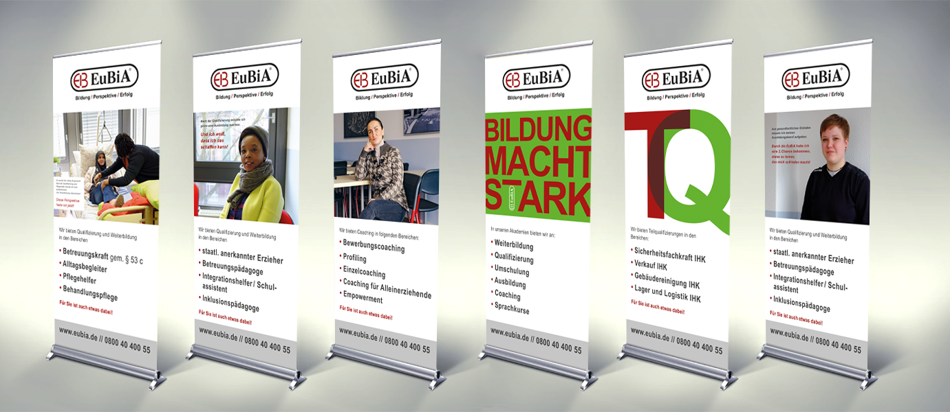 Messe-Roll-Ups für einen Bildungsdienstleister » gestaltungswille